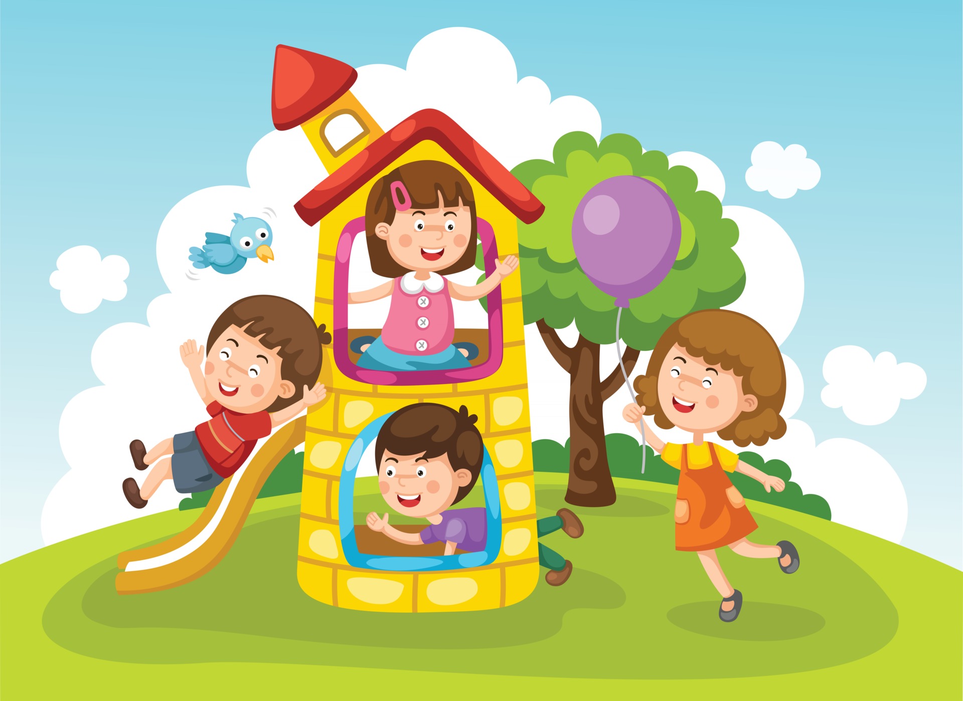 Child Playing Outside Clip Art