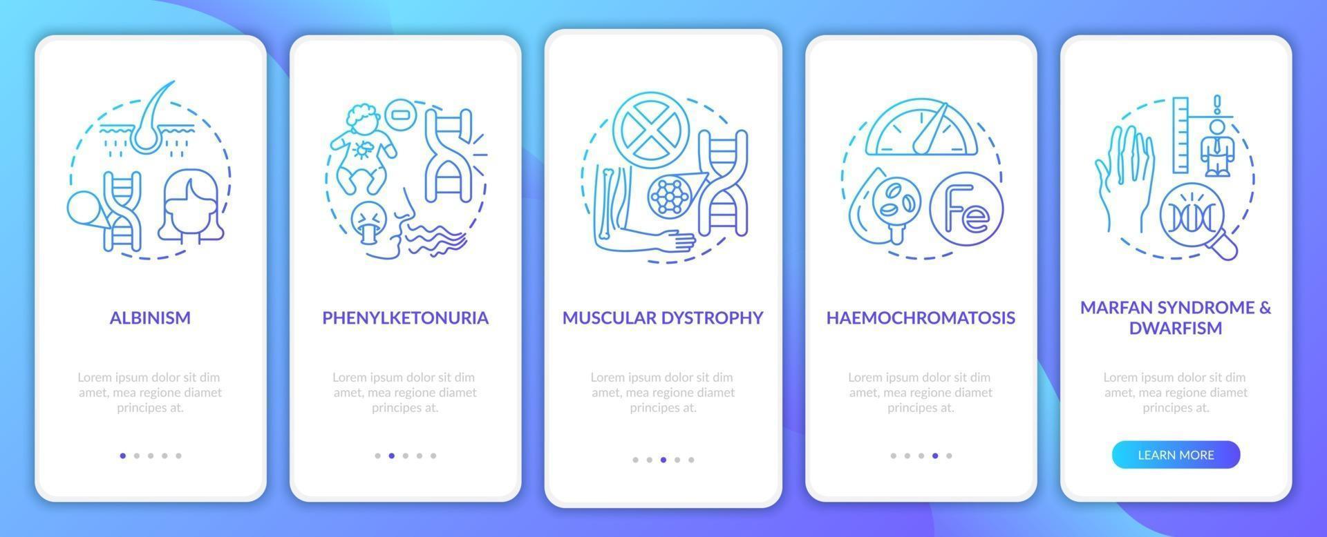 Most Common Genetic Disorders Navy Onboarding App Page Screen With Concepts 2498379 Vector Art