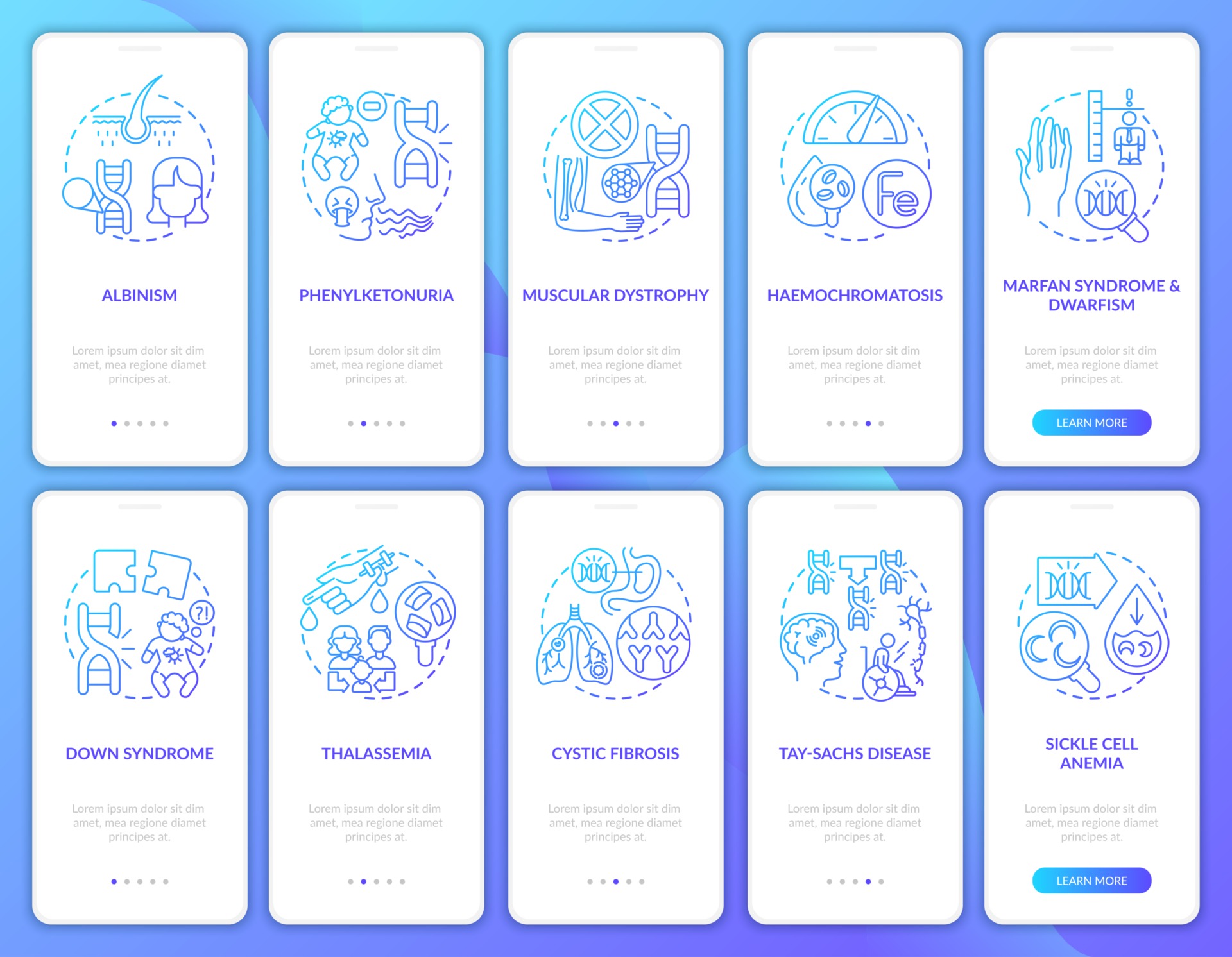 Genetic Disease Navy Onboarding Mobile App Page Screen With Concepts 2498403 Vector Art At Vecteezy