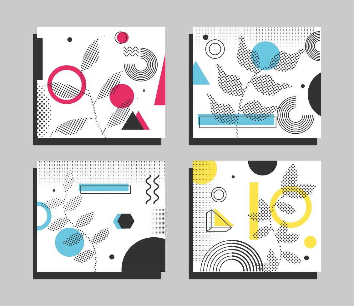 memphis geometric leaves 2503858 Vector Art at Vecteezy