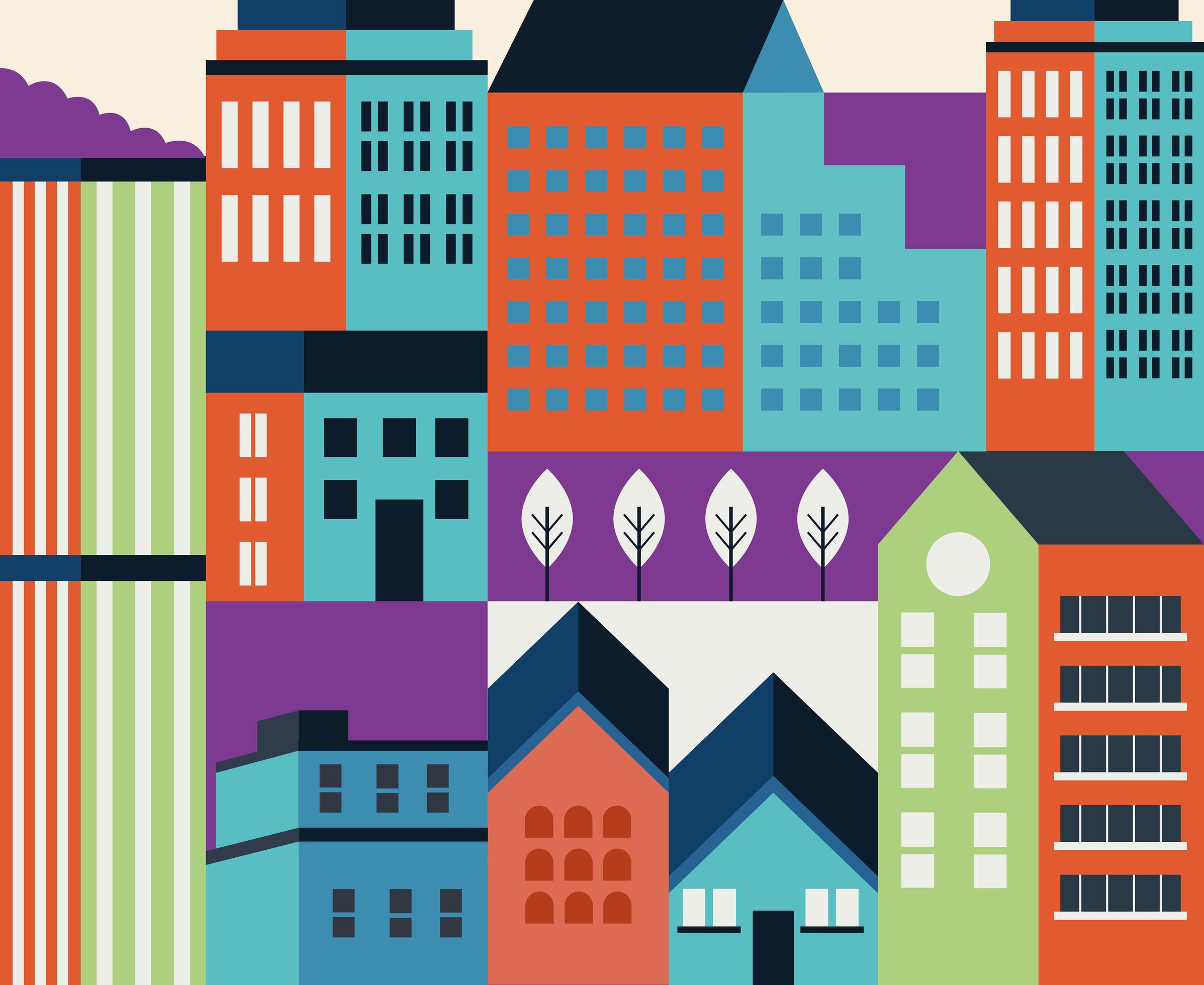 trees and buildings 2507396 Vector Art at Vecteezy