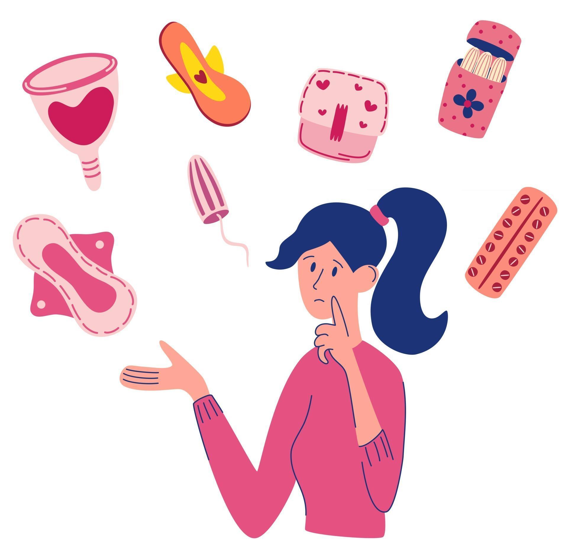 Menstruación Pms Mujer Composición Mujer Joven Elegir Entre Tampón De