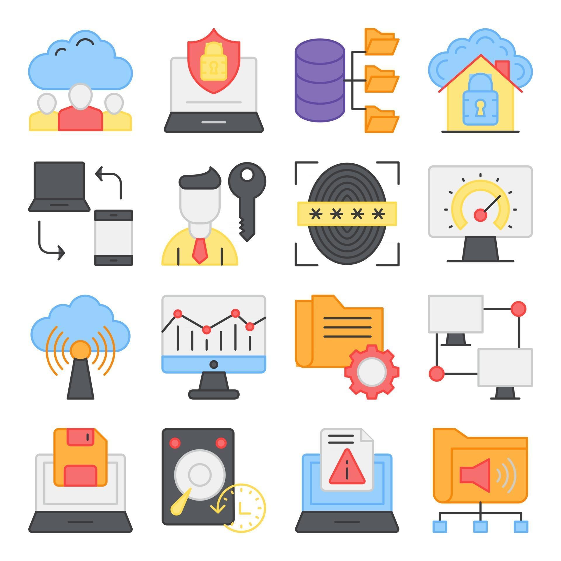 Pack of Computer and Network Flat Icons 2513515 Vector Art at Vecteezy