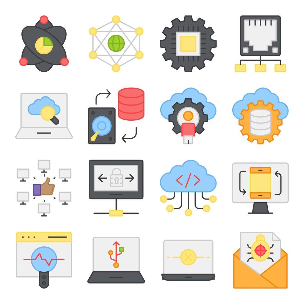Pack of Computer and Hardware Flat Icons 2513522 Vector Art at Vecteezy