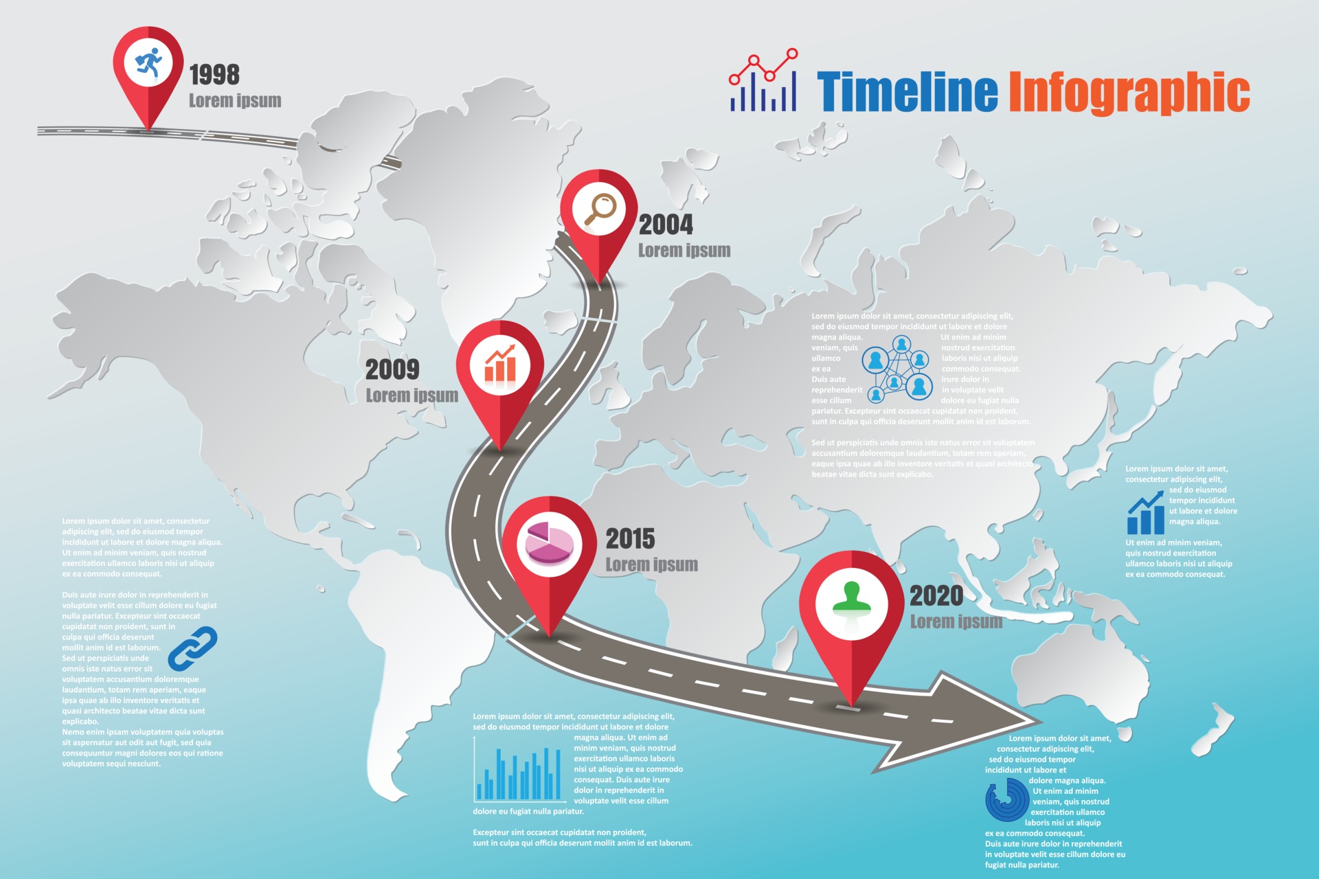 Business roadmap timeline infographic world designed for abstract ...