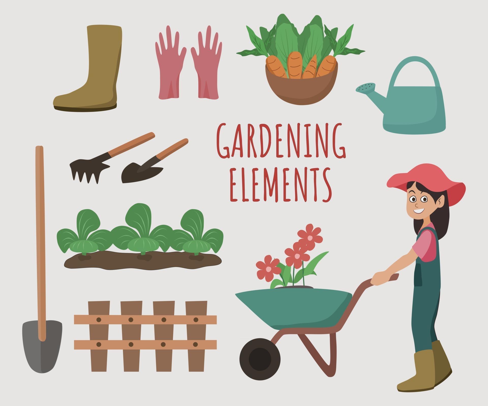 Gardening Elements Vector Design 2513724 Vector Art At Vecteezy