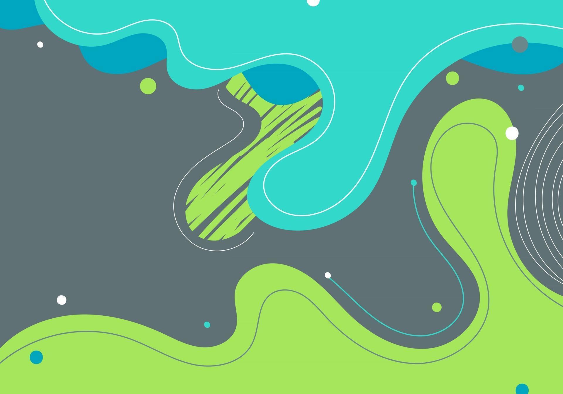 Abstract modern template green and blue organic dynamic shapes elements ...