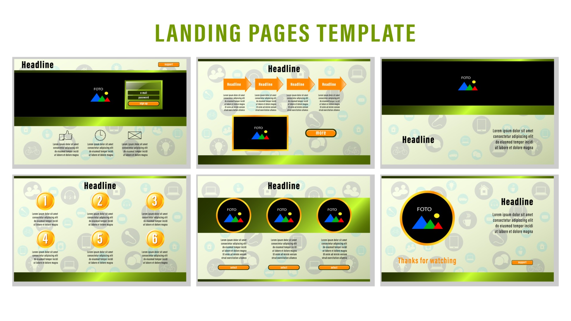Green Web Landing pages template 2519969 Vector Art at Vecteezy