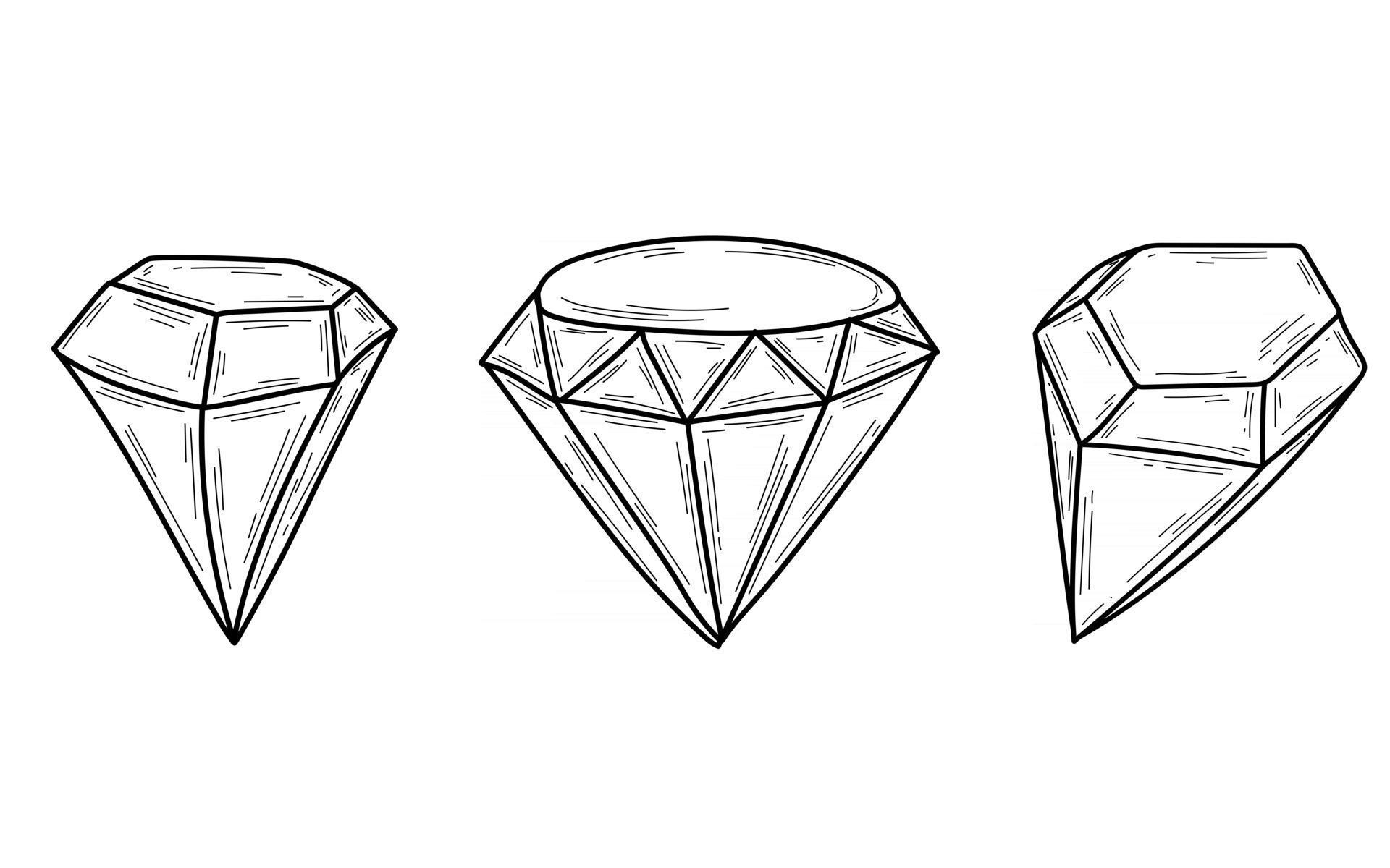 Doodles crystals diamonds collection isolated line set Hand drawn ... Doodles crystals diamonds collection isolated line set Hand drawn ...