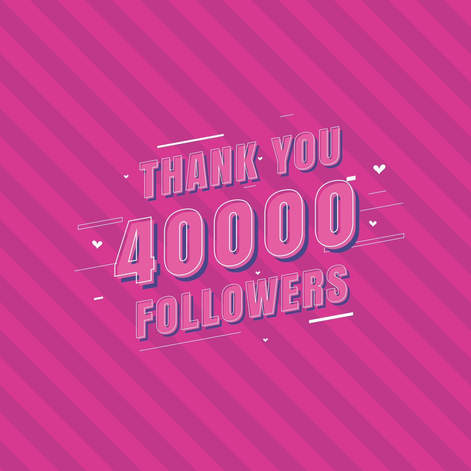 Thank You 40000 Followers Celebration Greeting Card For 40k Social