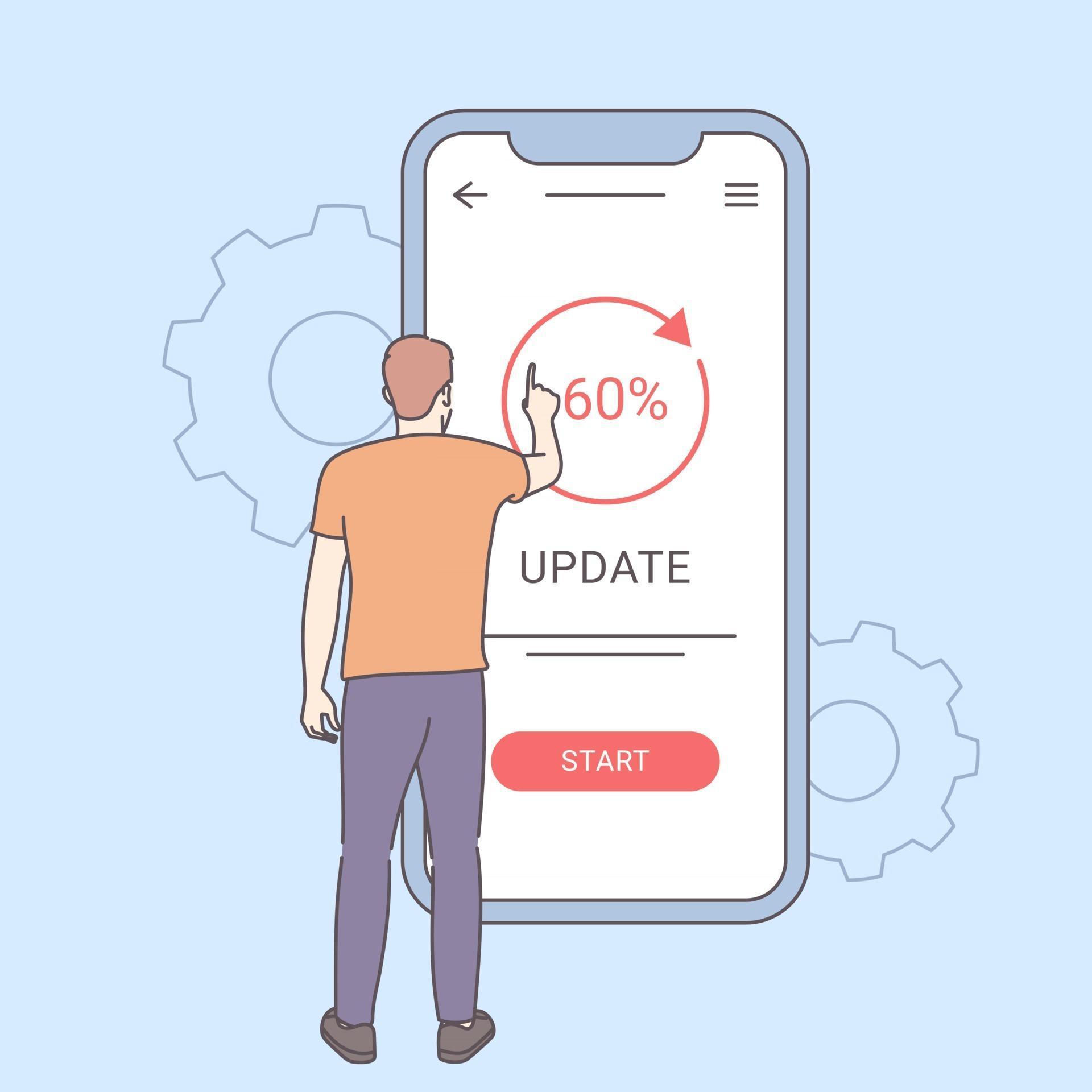 System Update Integration Software Installation Concept Young Man