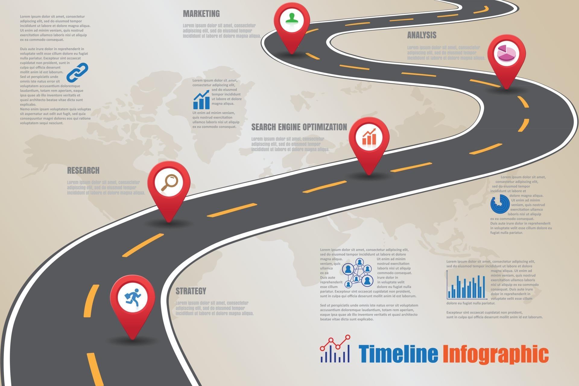 Business roadmap timeline infographic icons designed for abstract ...
