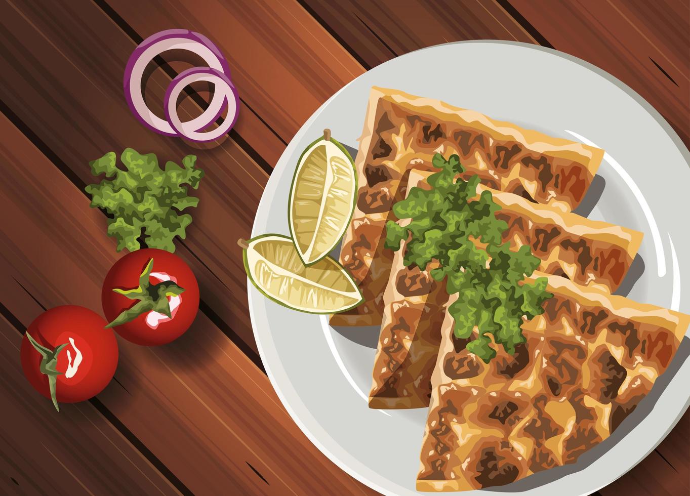 middle eastern food in wooden table 2526851 Vector Art at Vecteezy