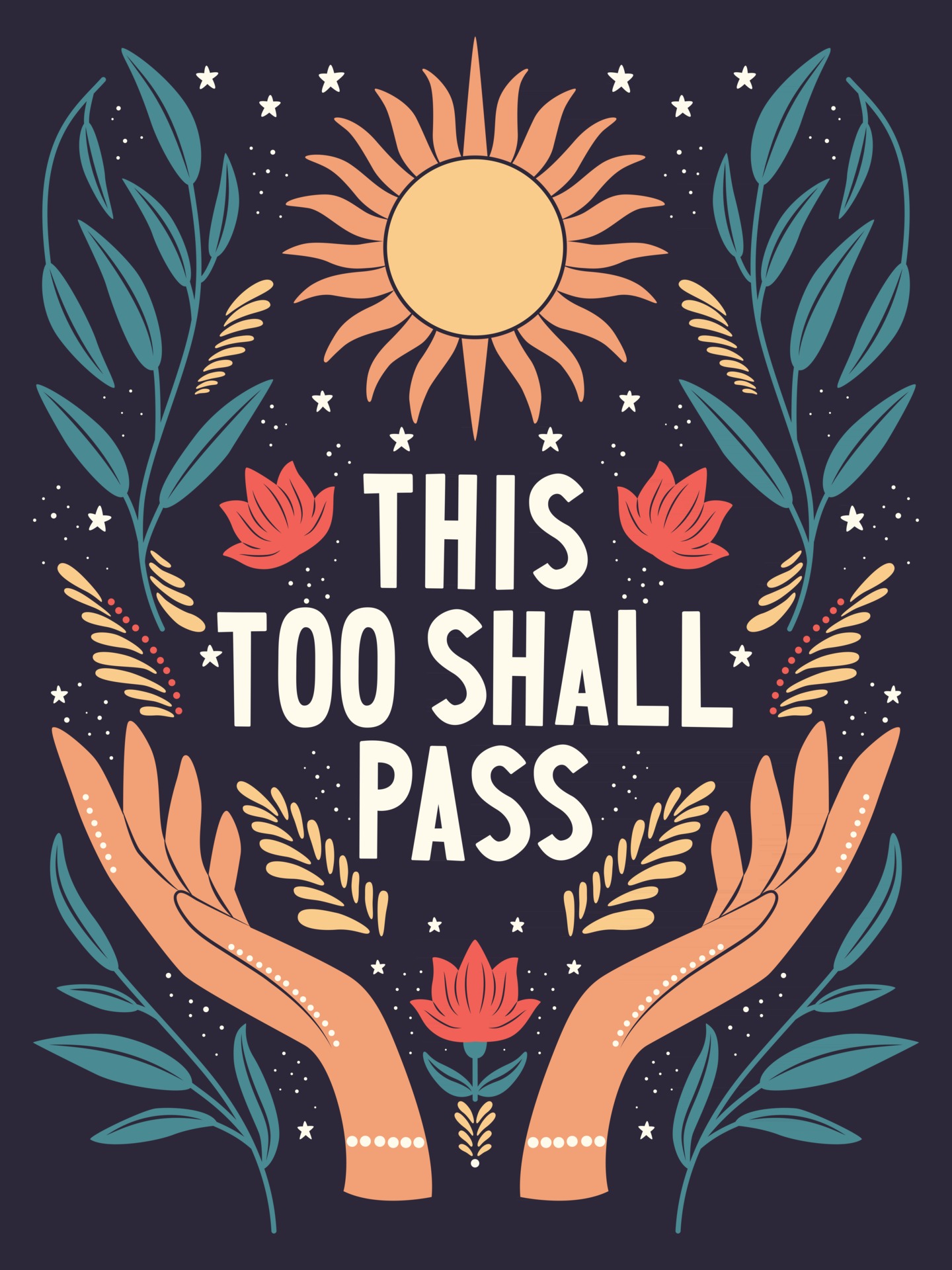 This Too Shall Pass Words Hand Lettering Design Illustration 2526941 Vector Art At Vecteezy