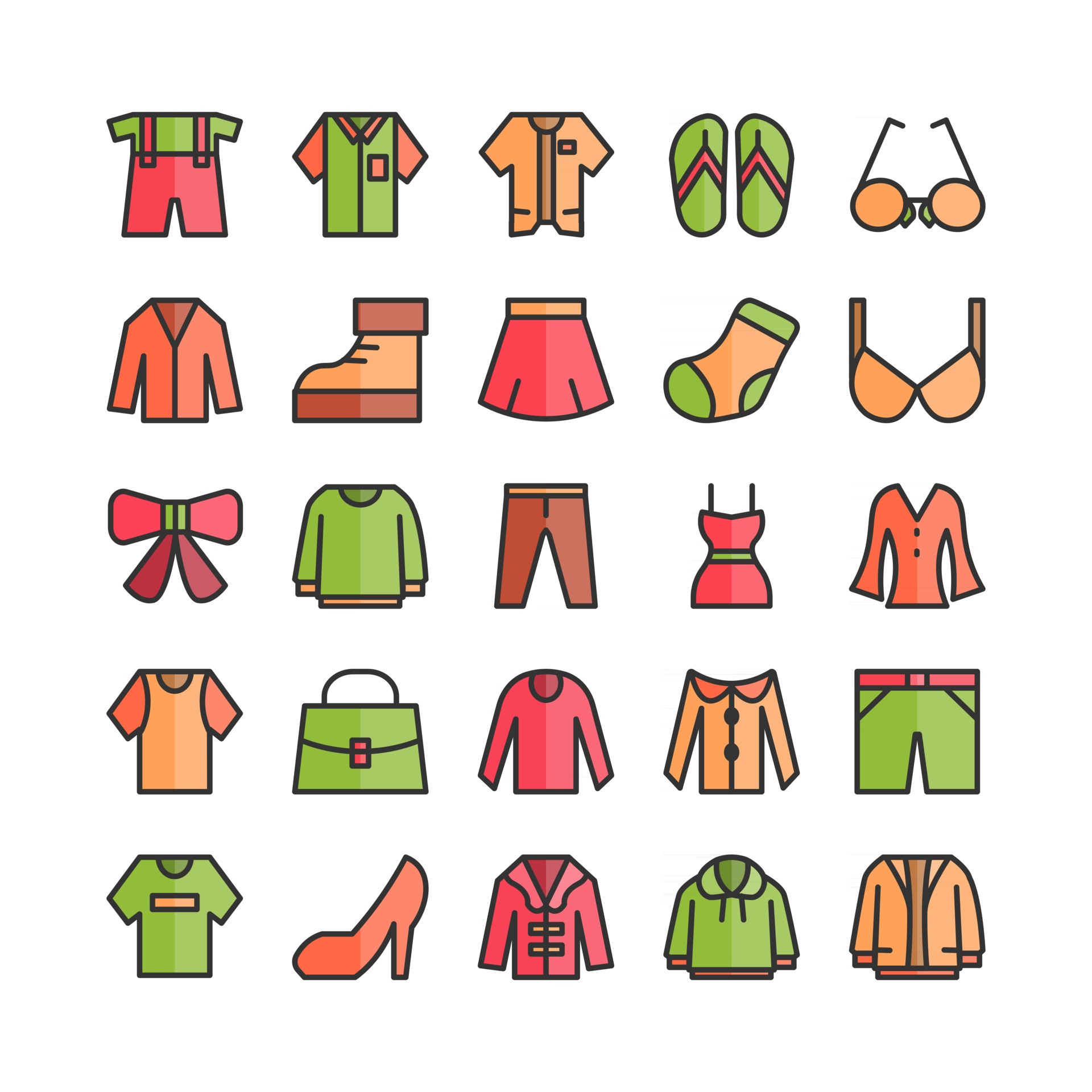 Fashion Icon Set Vector Flat Line For Website Mobile App Presentation Social Media Suitable For