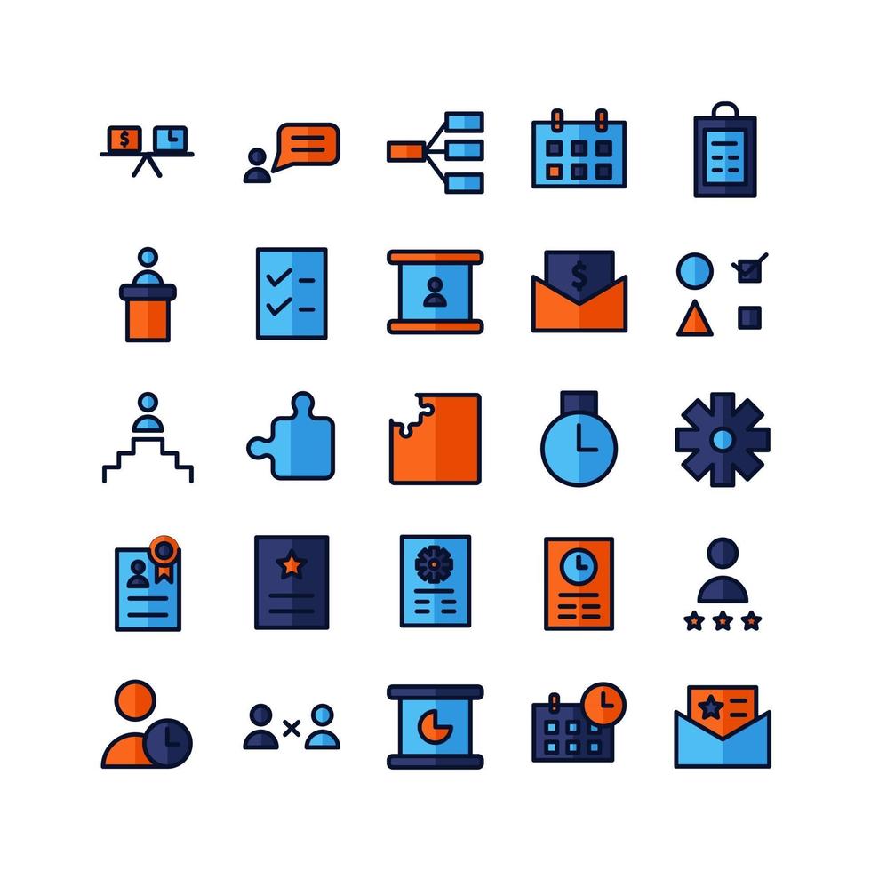Project Management icon set vector flat line for website mobile app ...