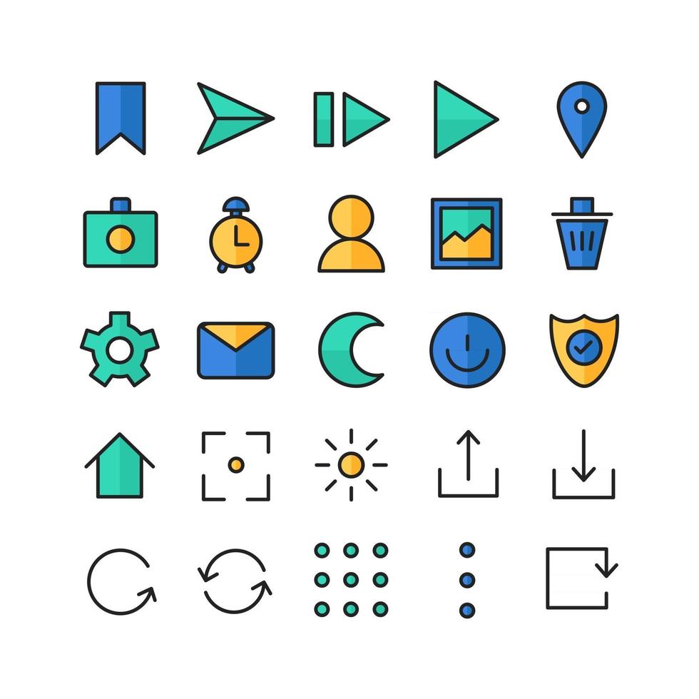 Mobile Interface icon set vector flat line for website mobile app ...