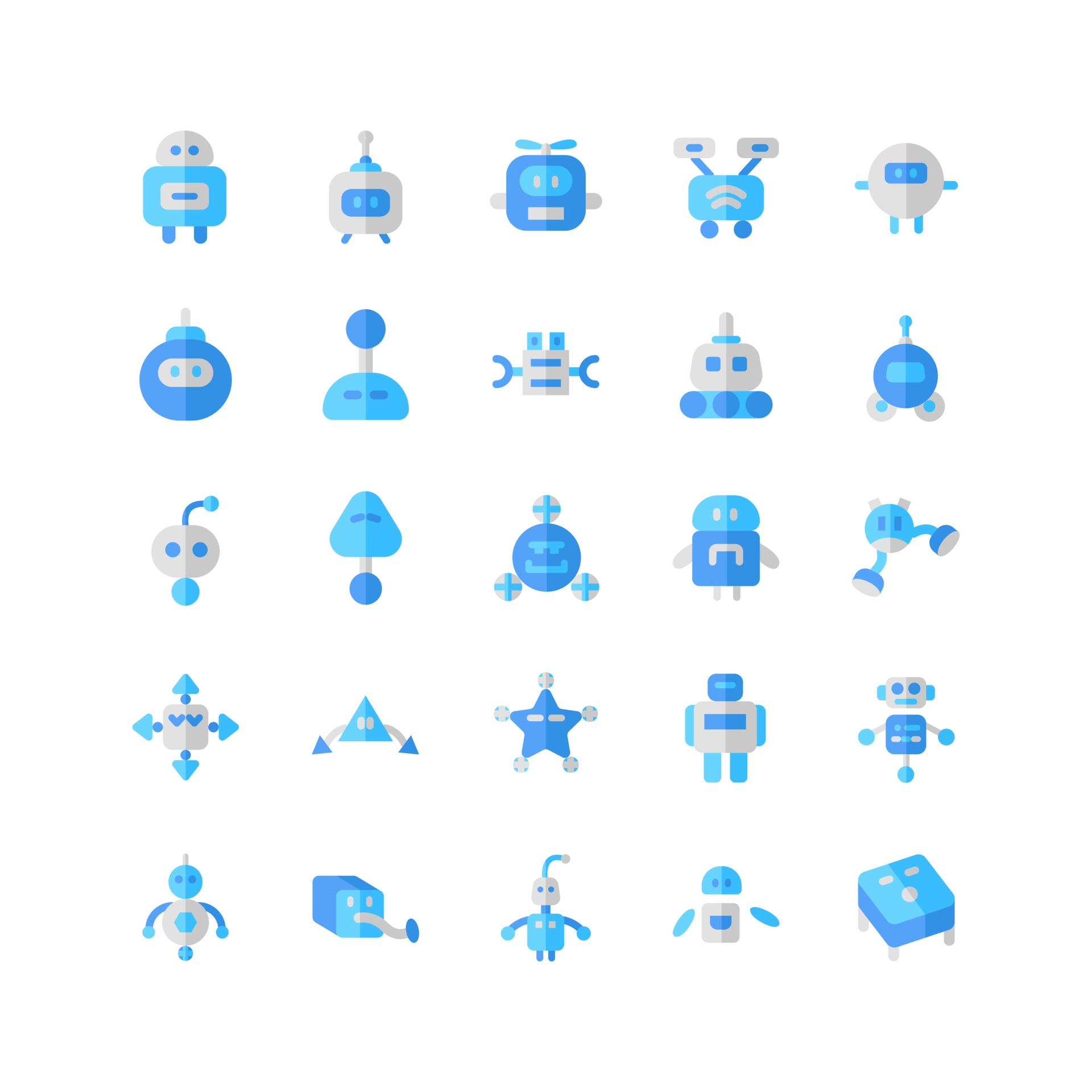 Robotic icon set vector flat for website mobile app presentation social ...