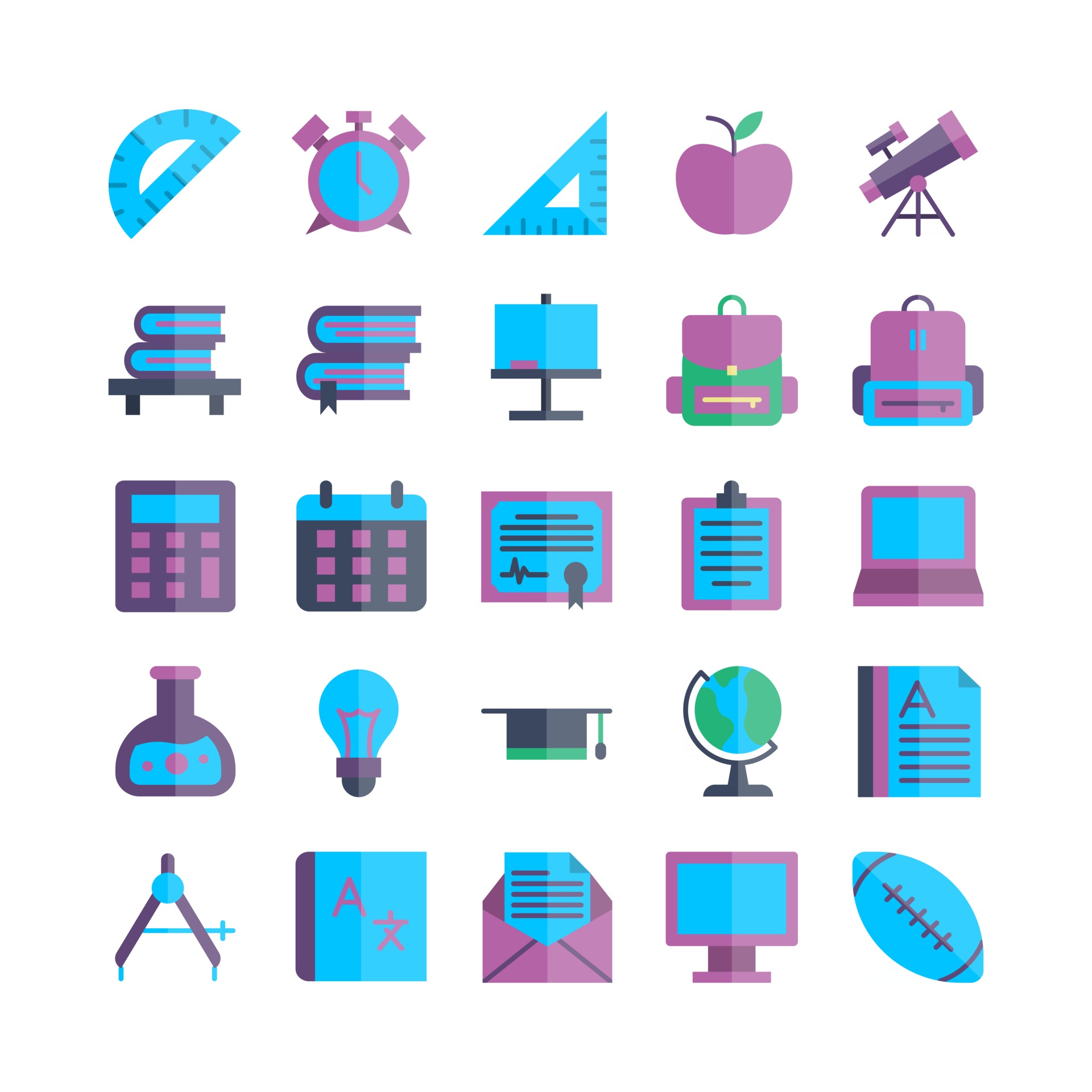 School icon set vector flat for website mobile app presentation social ...
