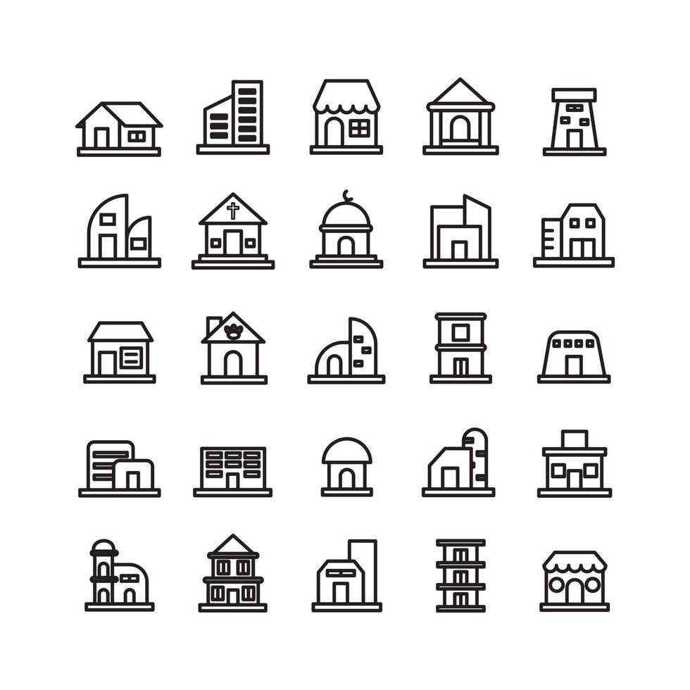 Building icon set vector line for website mobile app presentation ...