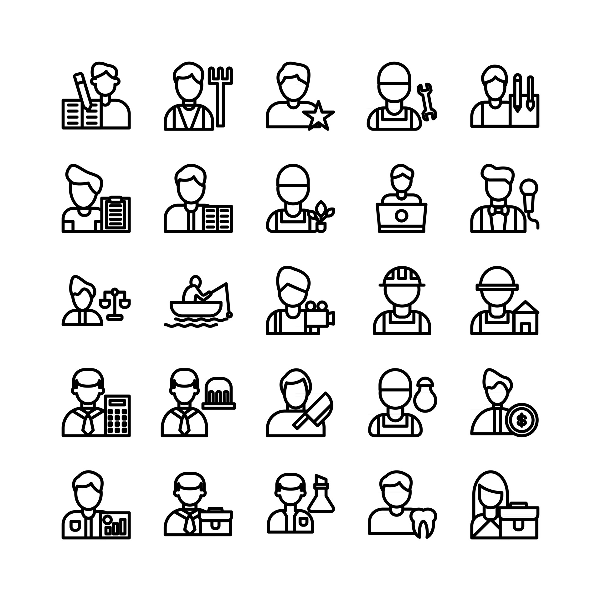 Profession icon set vector line for website mobile app presentation ...