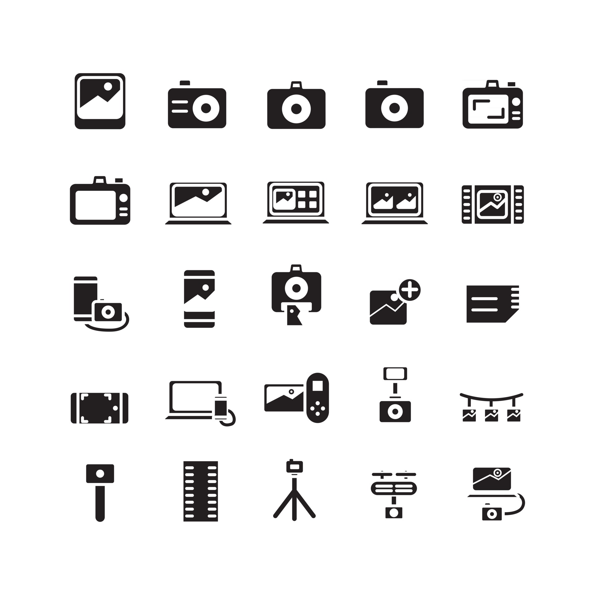 Photography icon set vector solid for website mobile app presentation ...