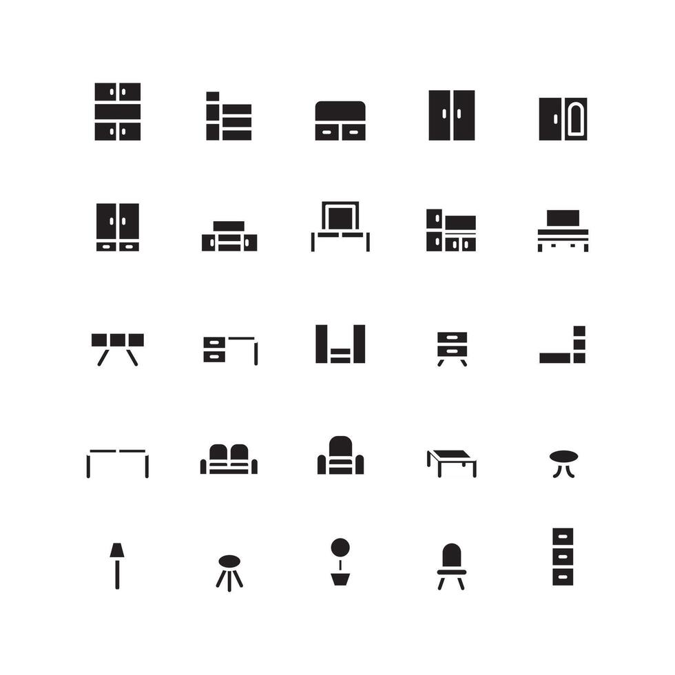 Furniture icon set vector solid for website mobile app presentation ...