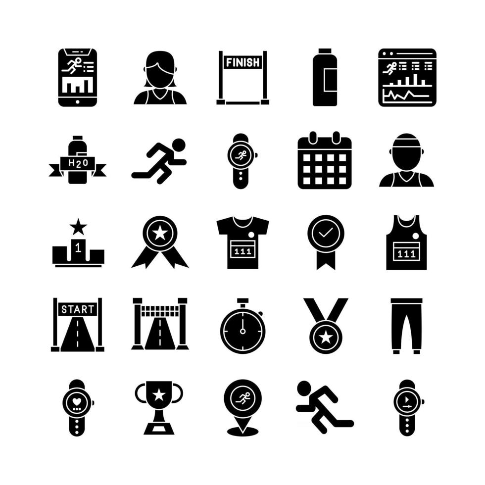 Running icon set vector solid for website mobile app presentation ...
