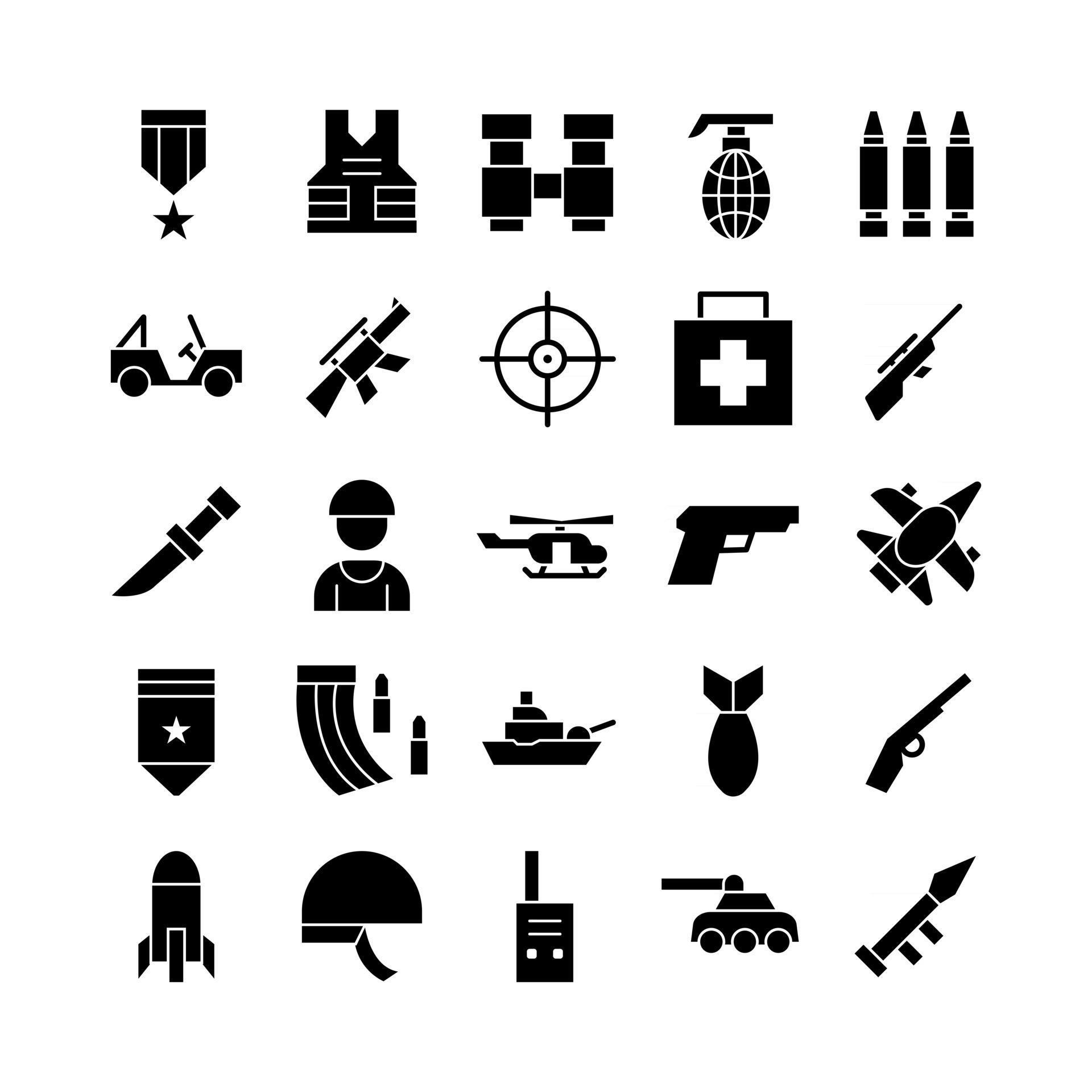 Military icon set vector solid for website mobile app presentation ...