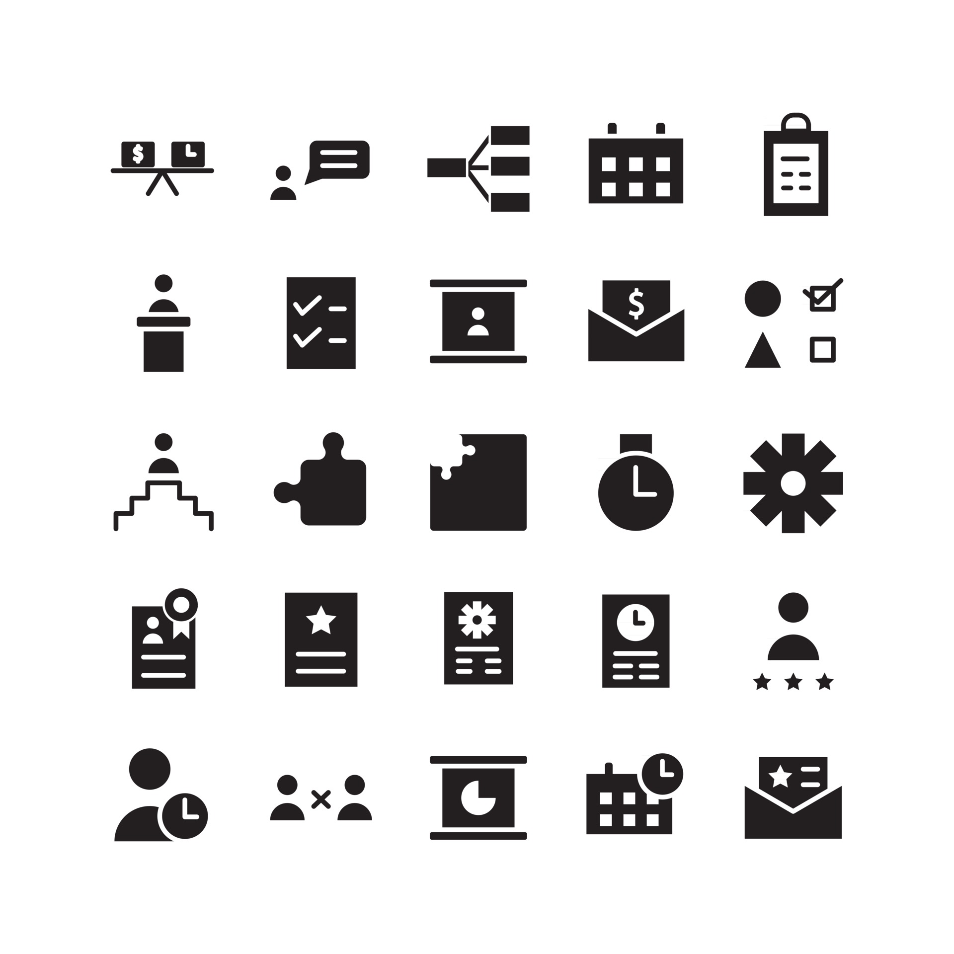Project Management icon set vector solid for website mobile app ...