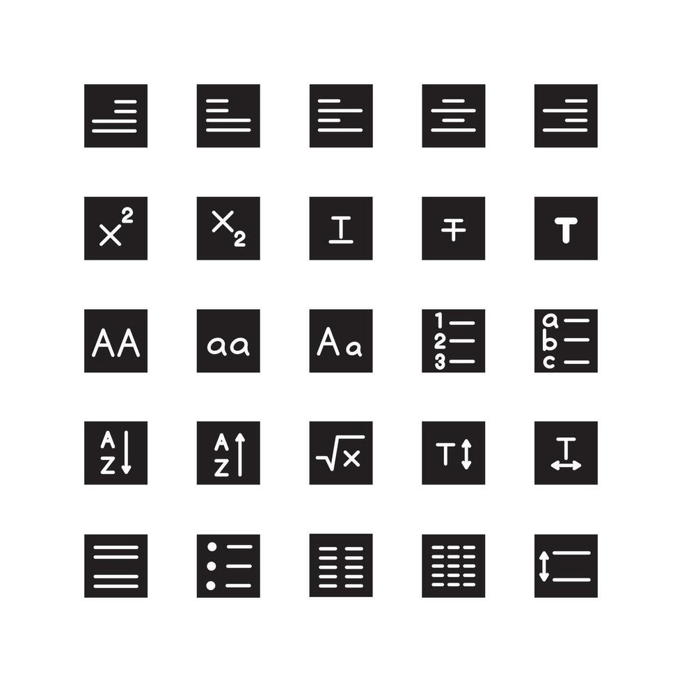 Text Editor icon set vector solid for website mobile app presentation ...