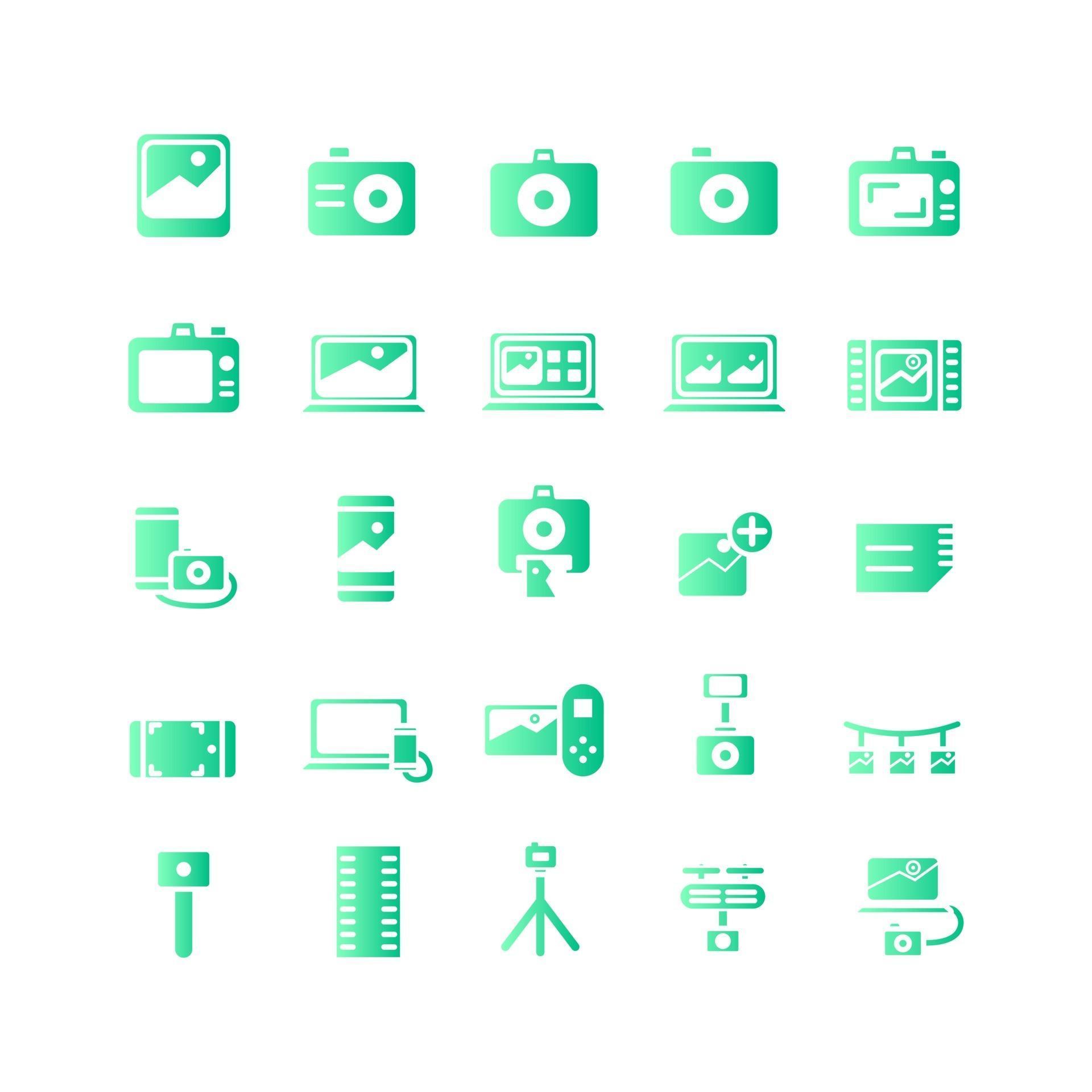 Photography icon set vector gradient for website mobile app ...