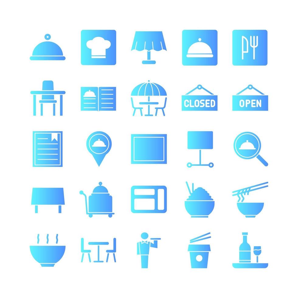 Restaurant Icon Set Vector Gradient For Website Mobile App Presentation Social Media Suitable