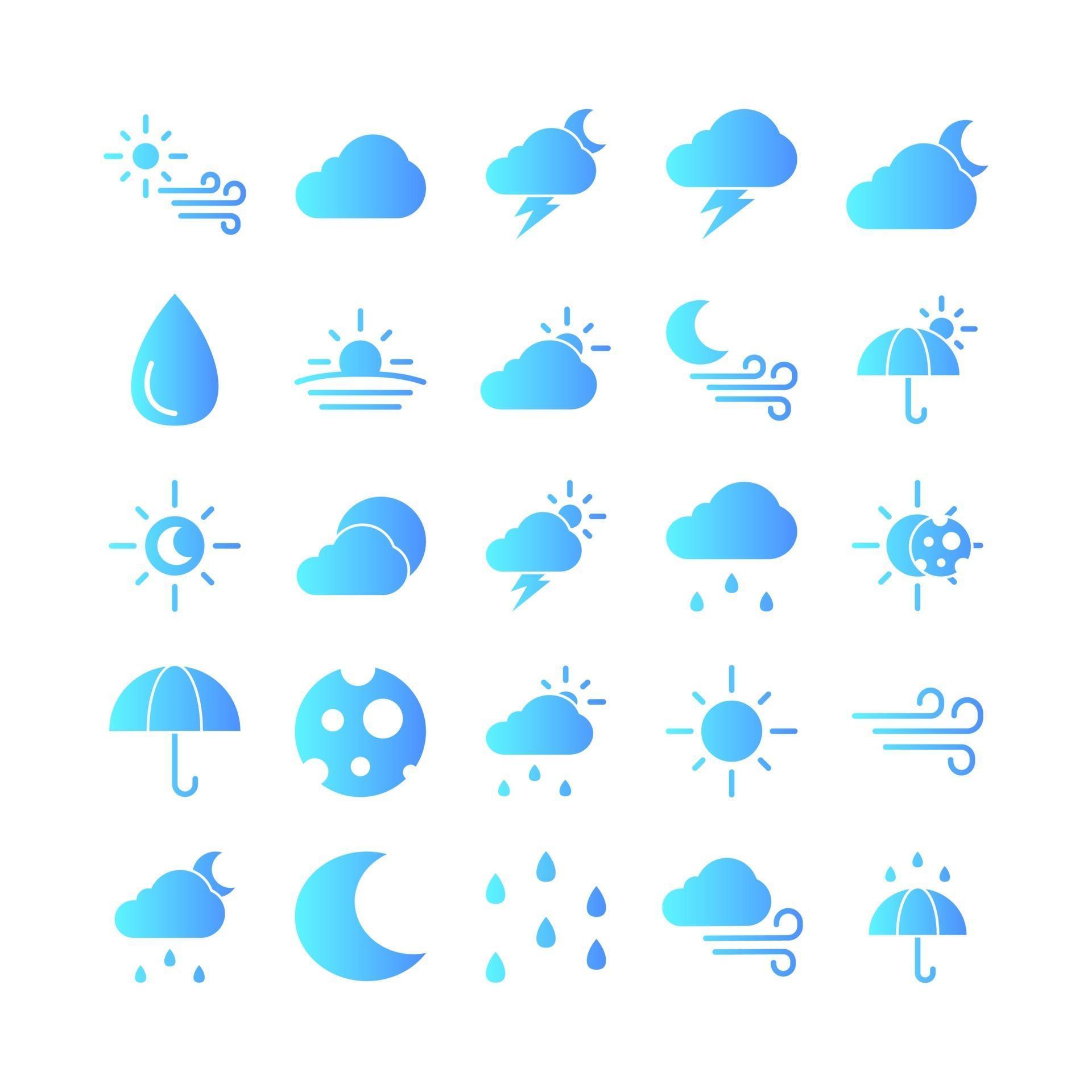 Weather icon set vector gradient for website mobile app presentation ...