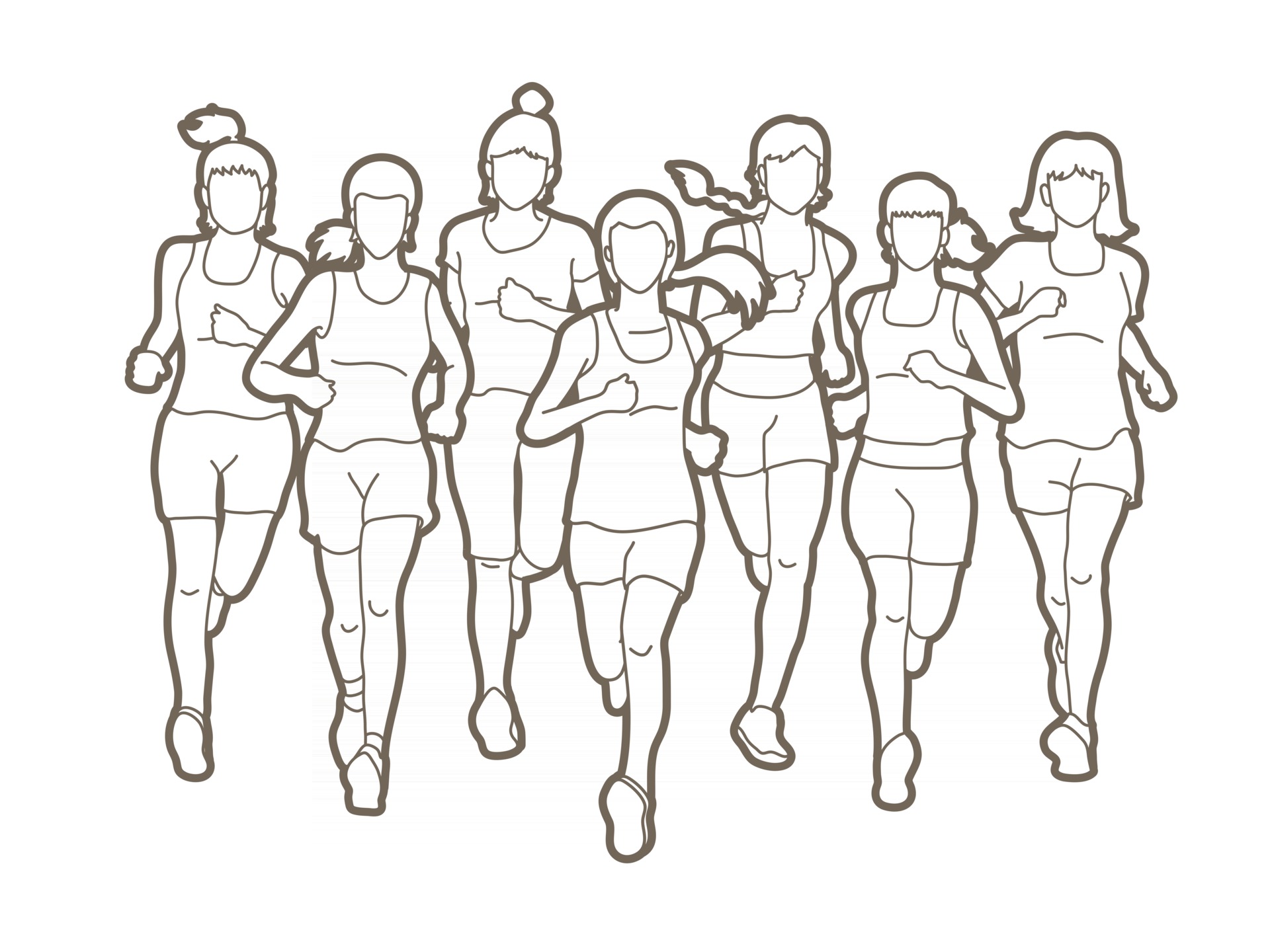 Group of Marathon Runner Women Running 2530517 Vector Art at Vecteezy