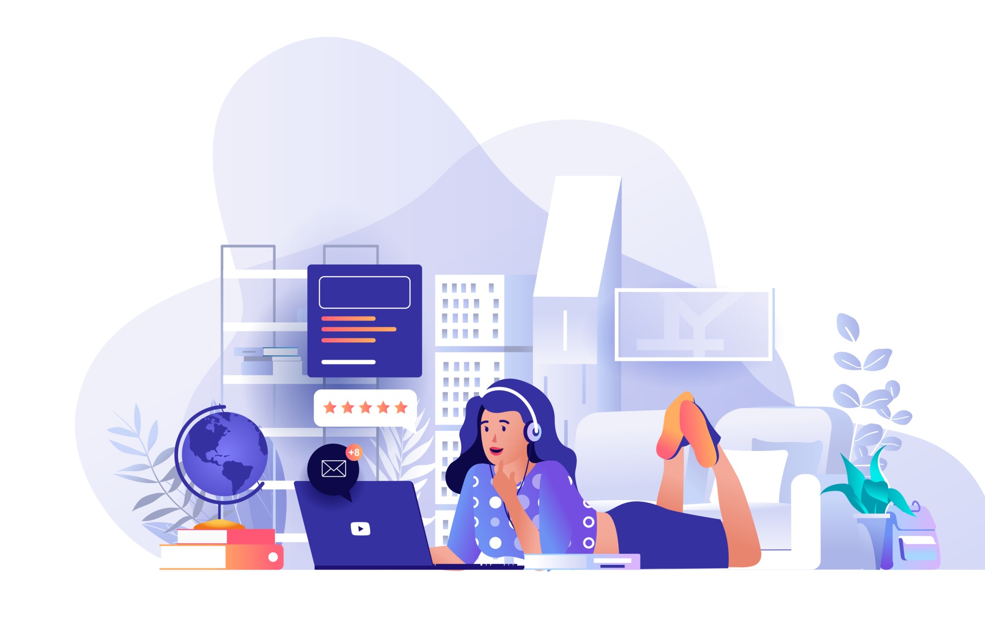 Student at distant learning flat landing page 2532130 Vector Art at ...