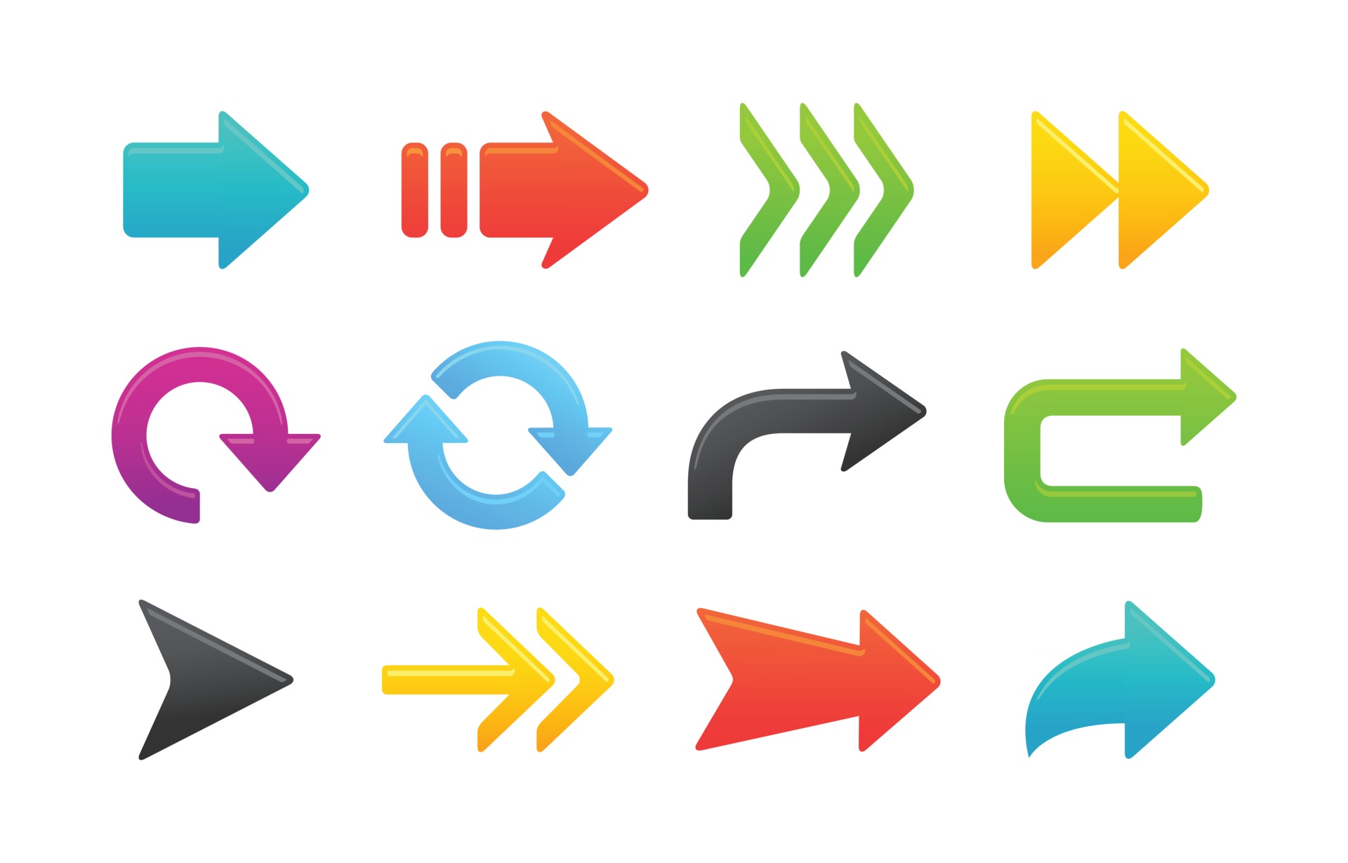 Colorful Arrows with Different Shape 2538592 Vector Art at Vecteezy