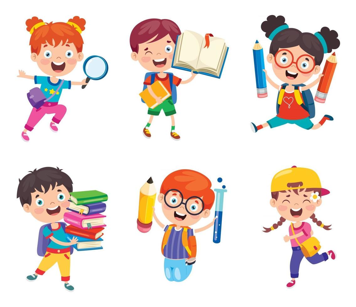 Happy Cute Cartoon School Children 2538735 Vector Art at Vecteezy