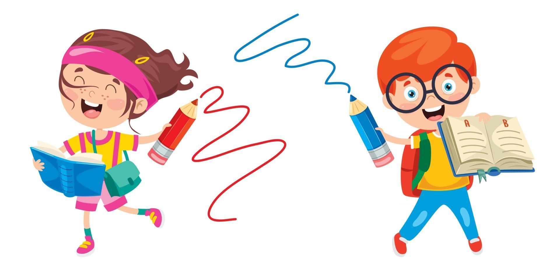 Niños Felices De La Escuela De Dibujos Animados Lindo 2538748 Vector En Vecteezy