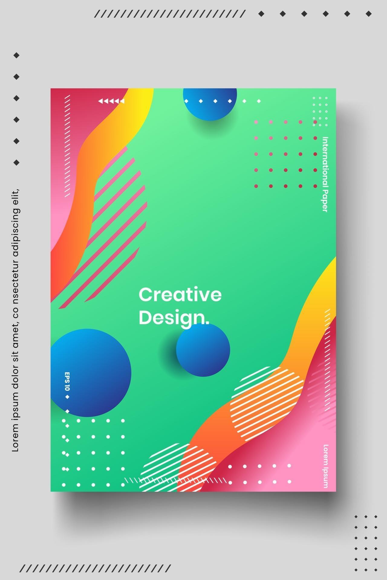 Cover design template set with abstract lines modern different color gradient style on ...
