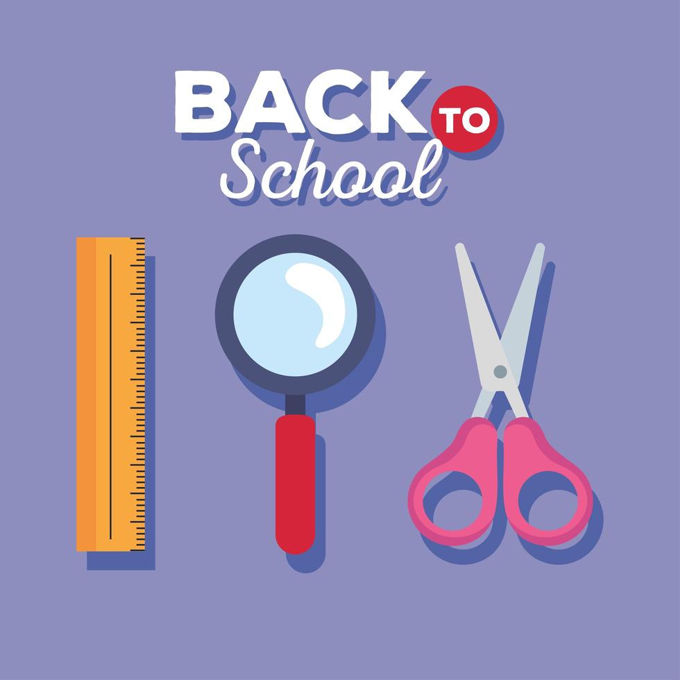 back to school banner with magnifying glass and supplies education ...