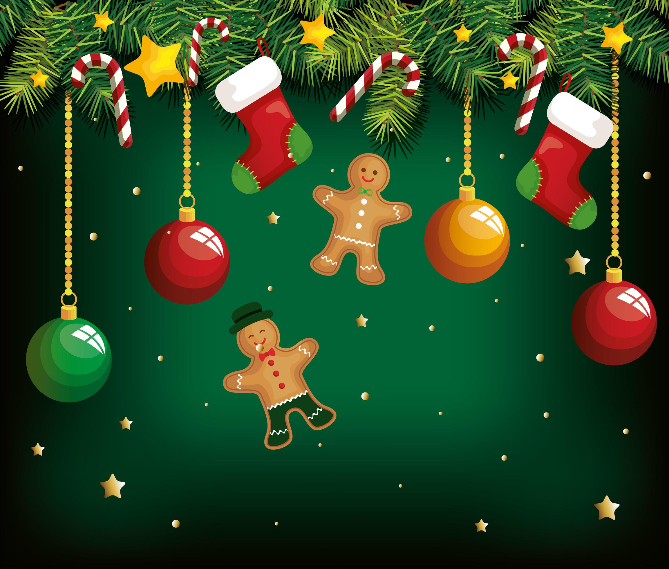 christmas poster with hanging ginger cookies and decoration 2549142 ...