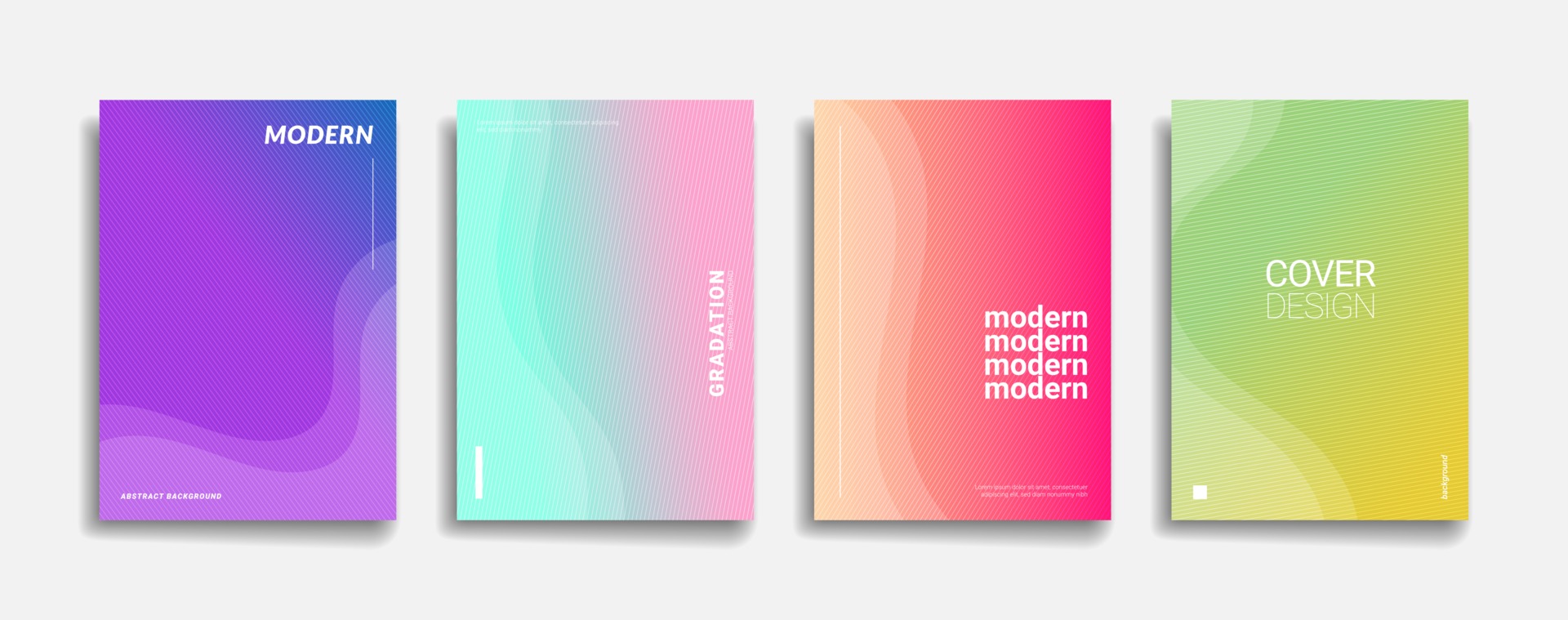 Bright Gradient Color Abstract Line Pattern Modern Background Cover Design Set 2550700 Vector