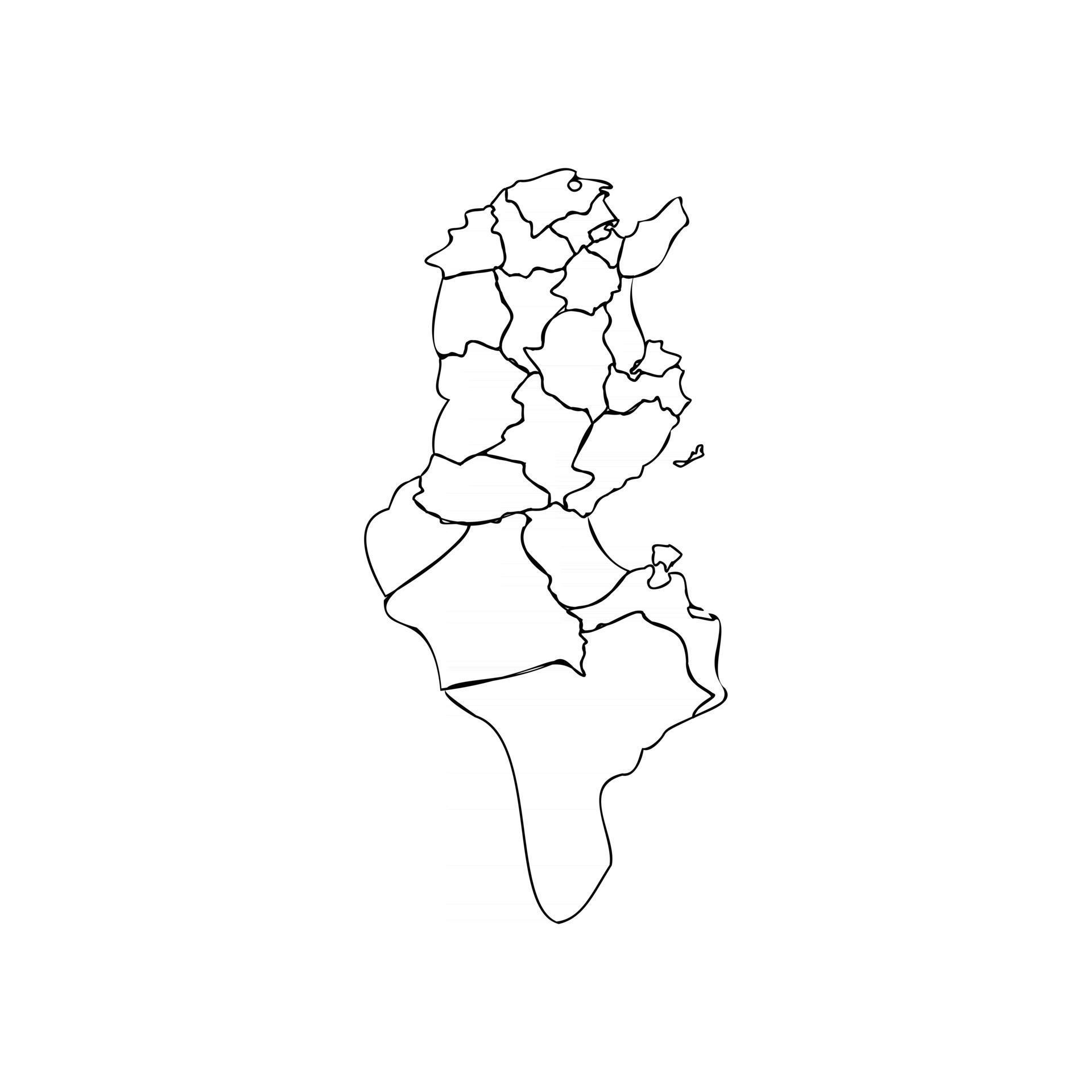 Doodle Map Of Tunisia With States 2550885 Vector Art At Vecteezy