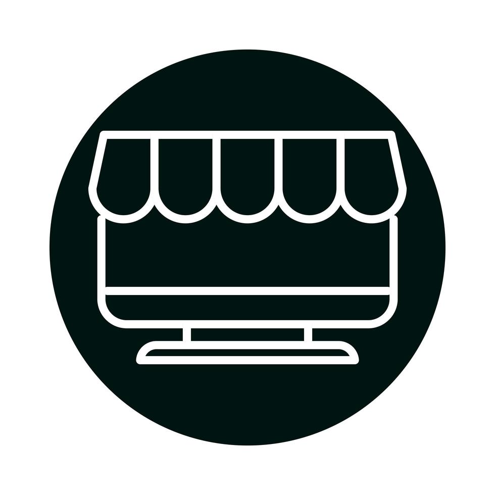 computer with tent block and line style icon vector design 2551827 ...