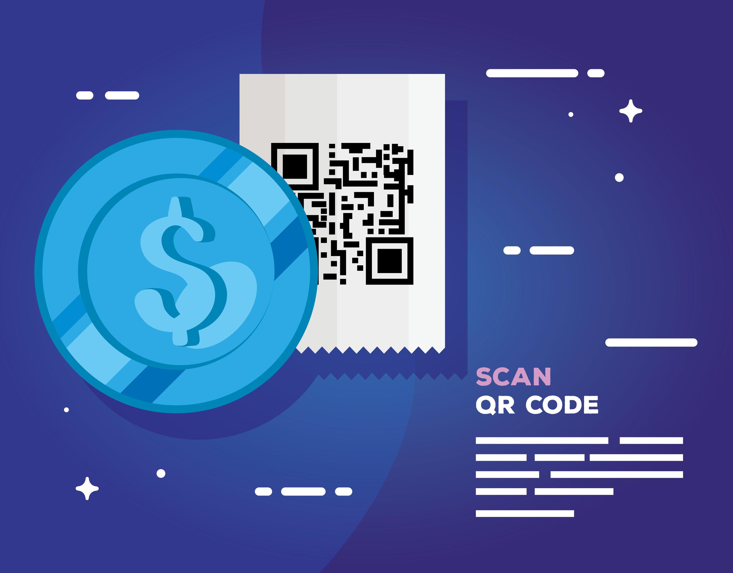scan qr code with coin 2553543 Vector Art at Vecteezy