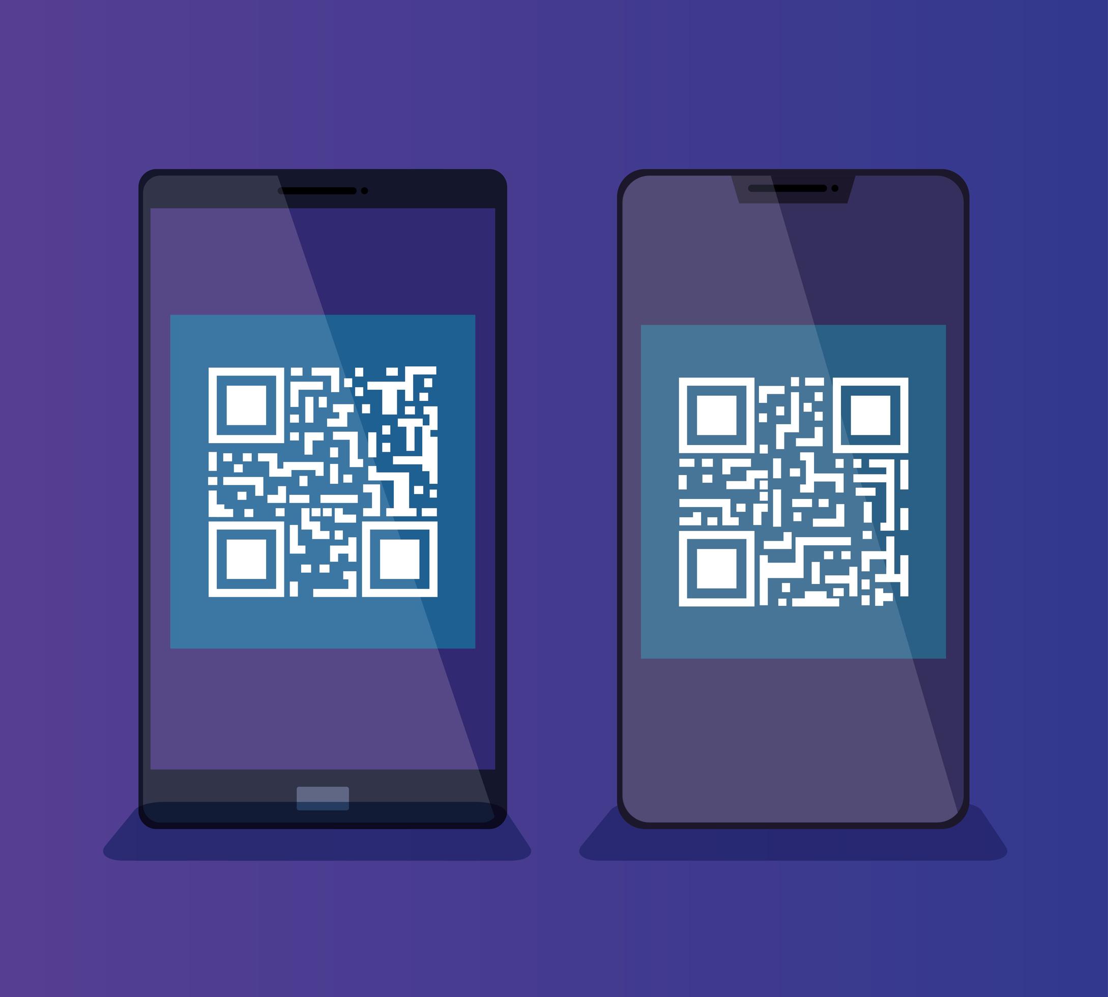 smartphones with qr code scan in screen 2554039 Vector Art at Vecteezy