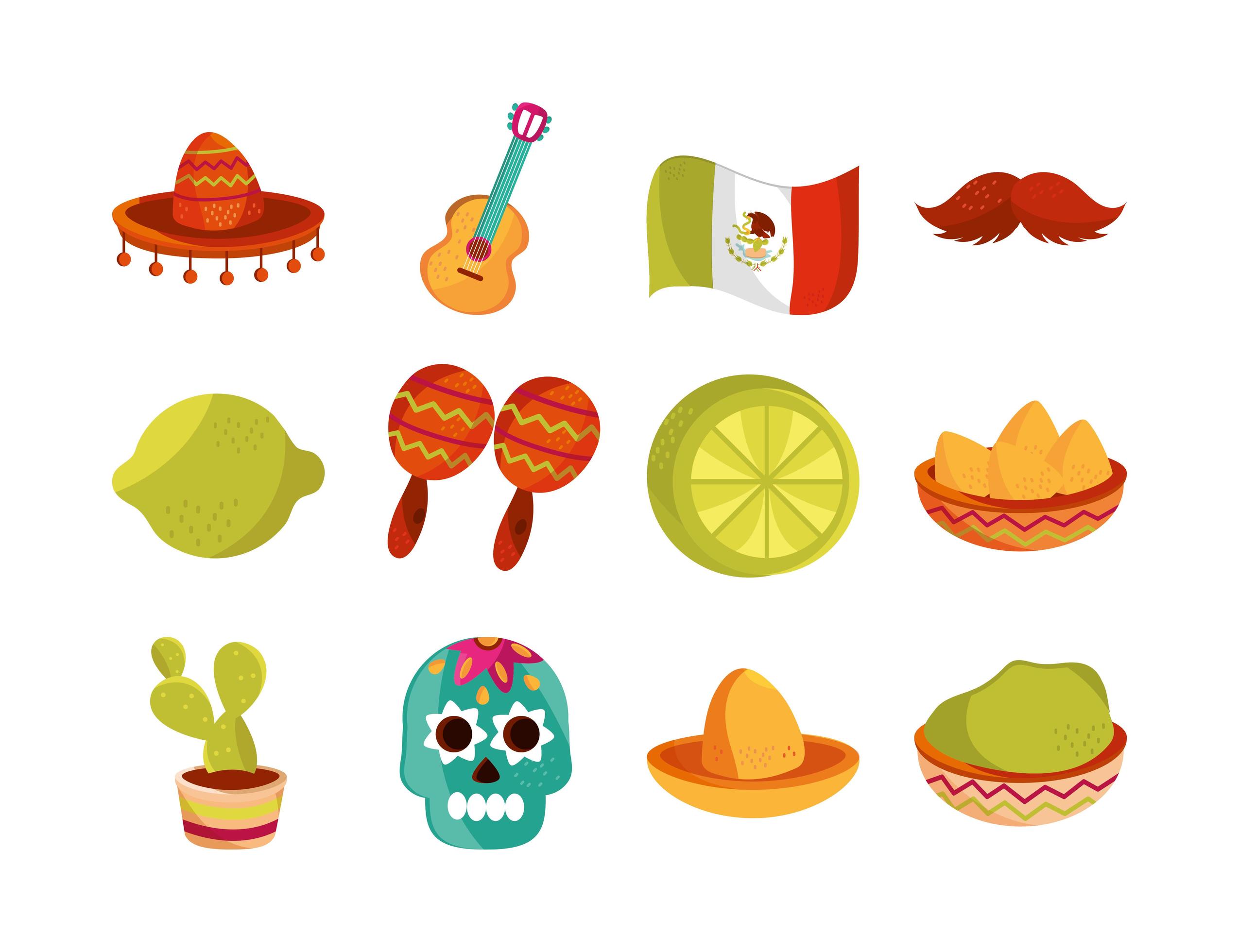 cinco de mayo decoration event mexican icons set 2554724 Vector Art at ...