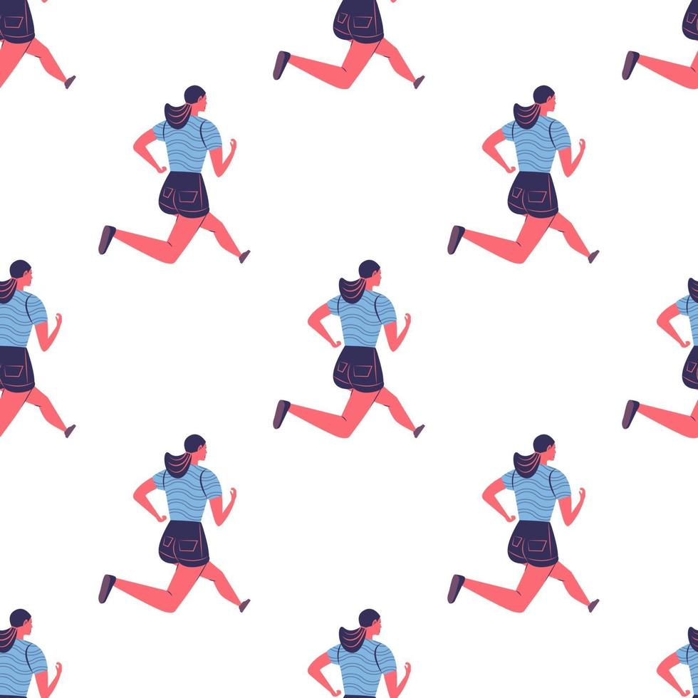 Seamless pattern of running young women in sportswear 2554925 Vector ...