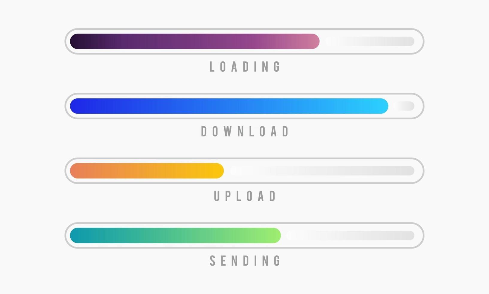 set of Loading bar vector illustration Progress visualization Loading status collection Web ...
